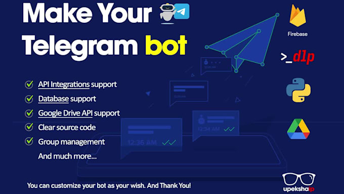 Create a telegram bot with api and database services by Upekshaip | Fiverr