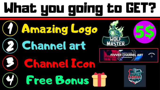 Design youtube logo channel banner channel icon free bonus by ...