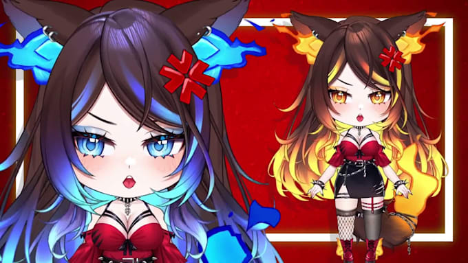 Draw and rig female or male 2d chibi vtuber model, live2d model, 3d ...