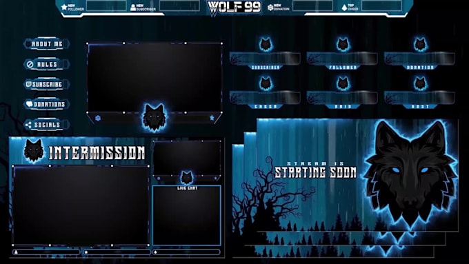 Craft animated kick, twitch overlay, logo, screens, alerts twitch ...