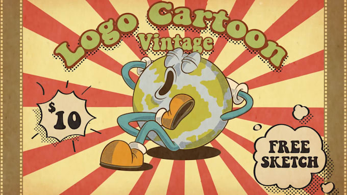 Draw vintage logo cartoon classic retro 1930 by Ragil_studio | Fiverr
