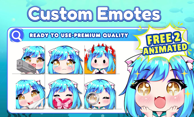 Draw cute twitch emotes, animated emotes, sub badges, vtuber emotes for ...