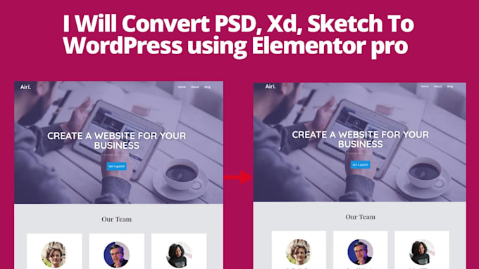 Convert psd to wordpress using elementor by Mlnahid | Fiverr
