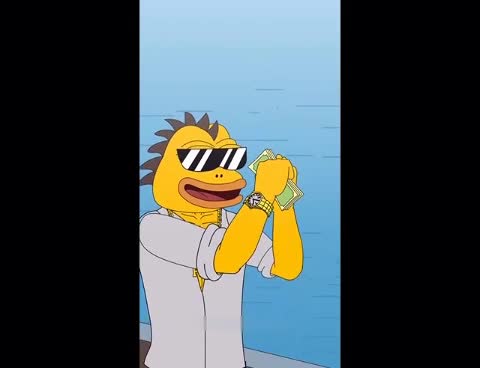 2d meme coin animation, crypto meme art, 3d meme coin, pepe frog, meme gif