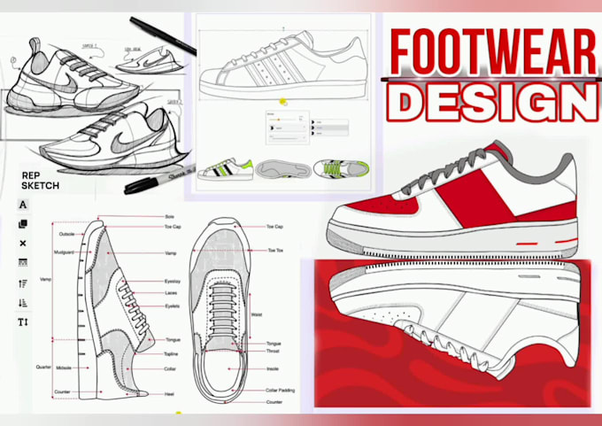 Create footwear design sneaker design shoe design shoe tech pack 3d ...