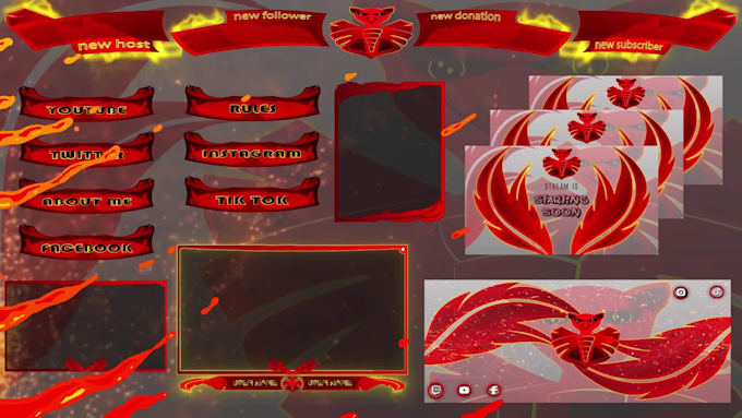 Design animated stream overlay, screen, logo with full overlay package ...