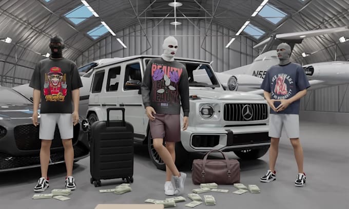 Create 3d clothing animation mockup video with 360 rotation t shirts ...