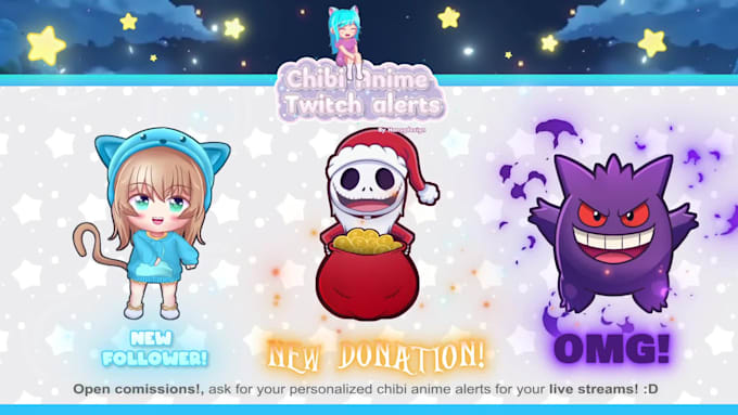 Crear alertas de twitch chibi anime adorables para tu stream