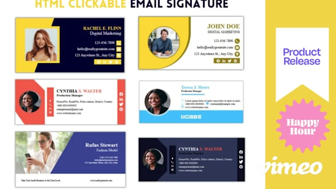 Design and html code editable and clickable email signature with ...