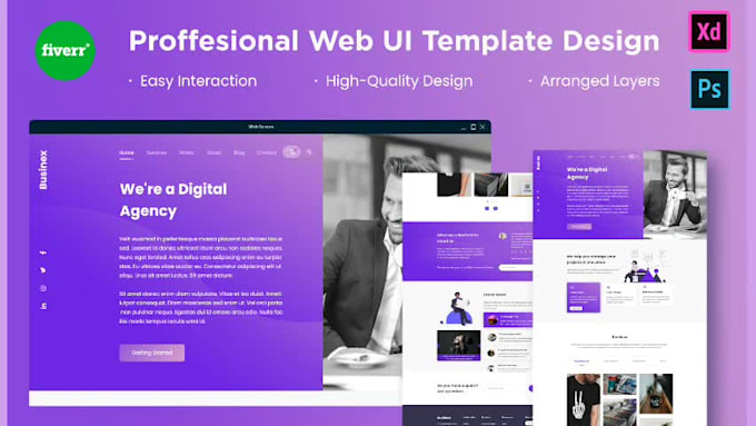 Do clean modern ui ux design for landing pages and websites by ...