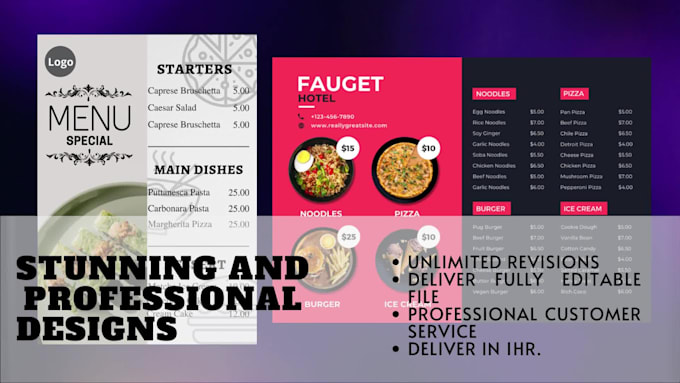 Design modern and beautiful restaurant menu, digital menu by ...
