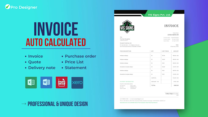 Create auto invoice or quote in word, excel, pdf, and xero by ...