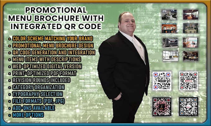 Design promotional menu brochure with qr code system by Appwtllc | Fiverr