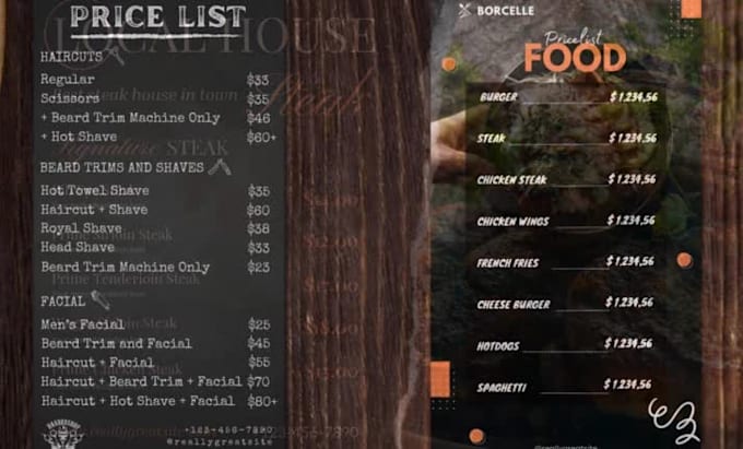 Design an attractive and modern printable menu food menu price list by ...