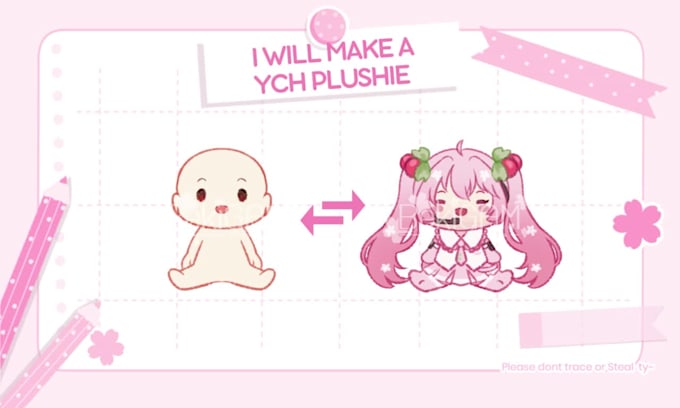 Draw a ych plushie of your character by Bekigam | Fiverr