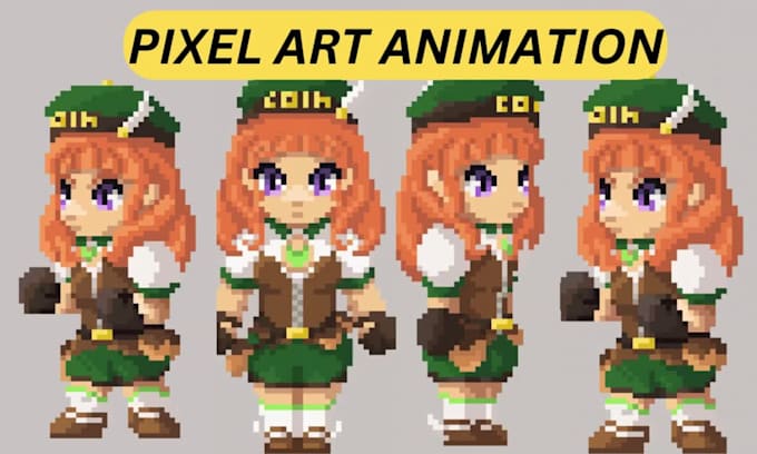 Create pixel art animation,pixel art character,sprite sheet,8 bit, for ...