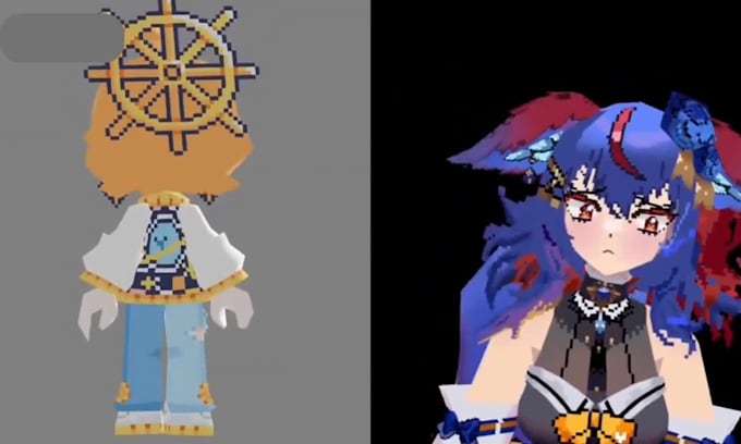 Model and rig stylized pixel lowpoly 3d vtuber game characters from 2d ...