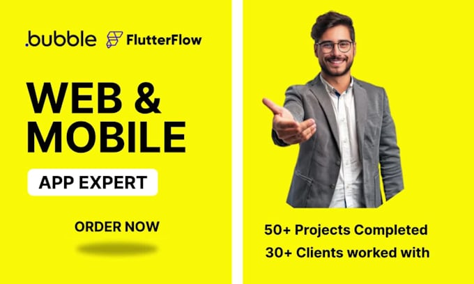 Developer bubble io mvp, mobile app development flutterflow adalo, saas web app by Mercy_rob ...
