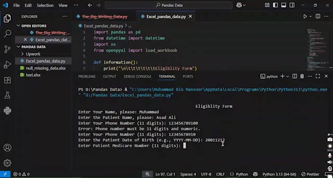 Build a python tool for excel data entry and reports by Muhmadpythondev ...