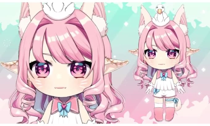Draw chibi vtuber model avatar chibi art style png tuber emote gif ...