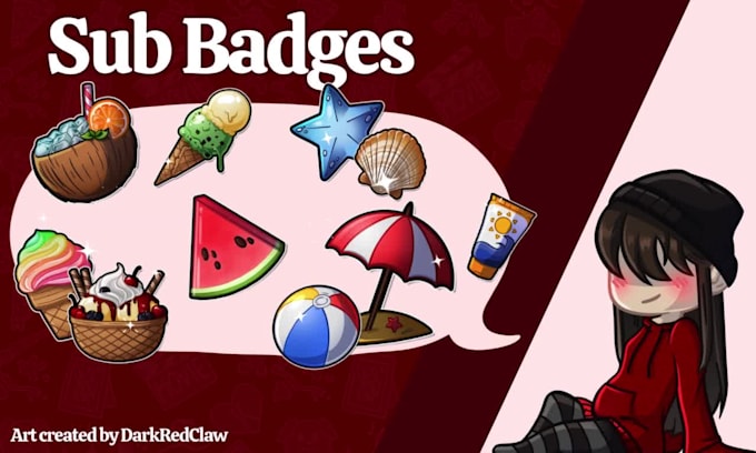 Create custom sub badges for streamers by Darkredclaw | Fiverr