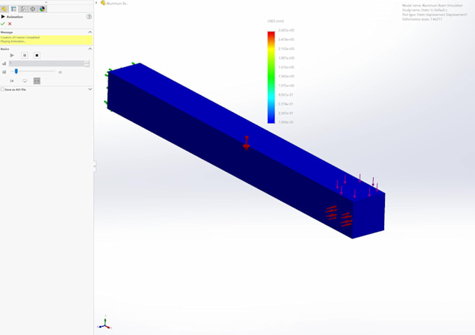 Create a static structural simulation in solidworks of a single part by ...