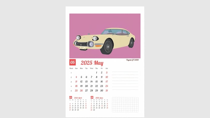Classic cars digital calendar by Svgartwork | Fiverr