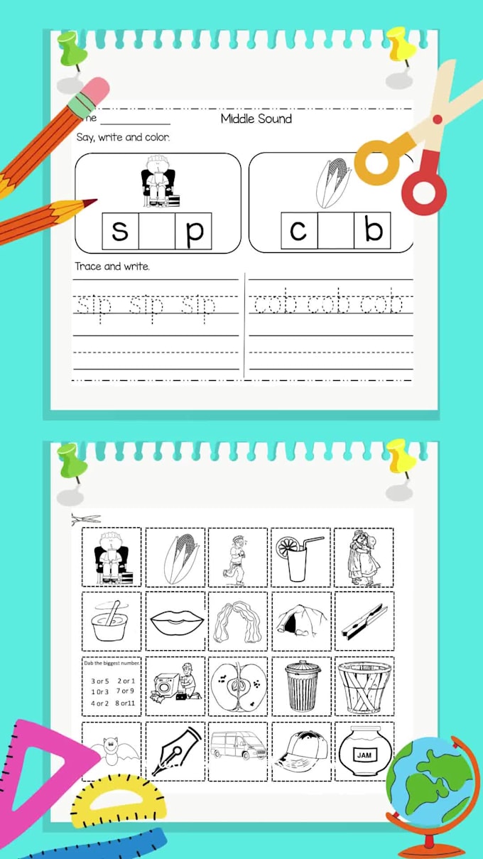 Design kindergarten worksheets in canva