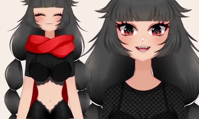 Design and rig 2d vtuber model live 2d for vtube studio face rig vrchat ...