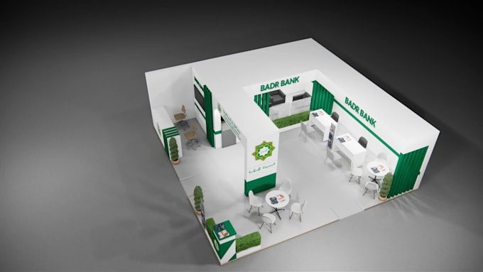 Create 3d trade booth, exhibition stand, stall, both, kiosk by ...