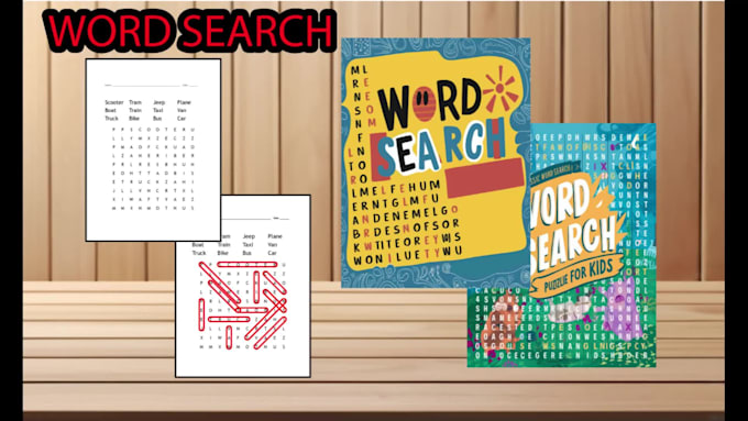 Create 100 word search puzzle activity book and book cover at 10 dollar ...