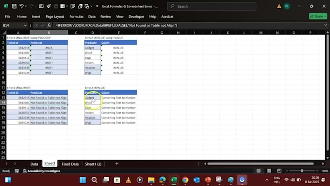 Fix excel formulas, errors, and spreadsheet issues by Excelby_oplaize | Fiverr