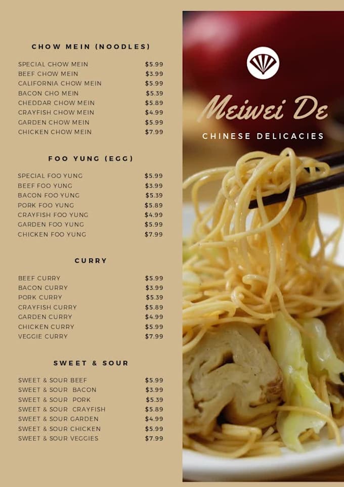 Design any menu you want in 24 hours by Nasrii100 | Fiverr