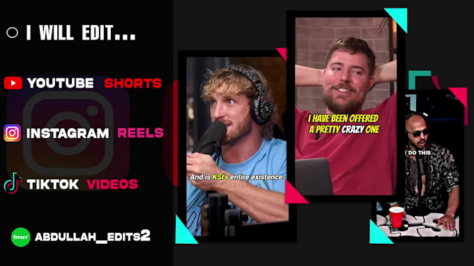 Edit unique short form videos or reels with captions by Abdullah_edits2 ...