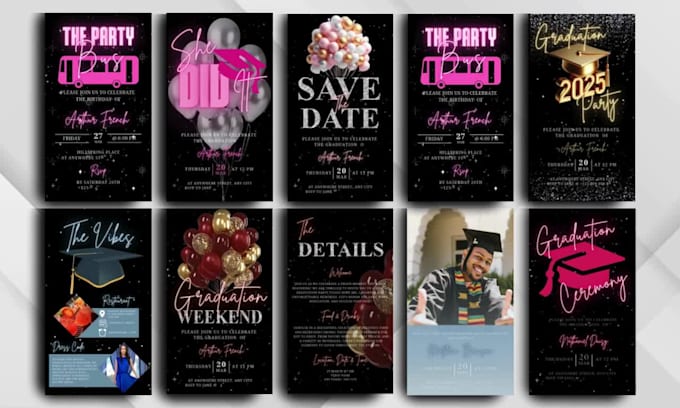 Design graduation party invitation card, wedding invitation, birthday ...