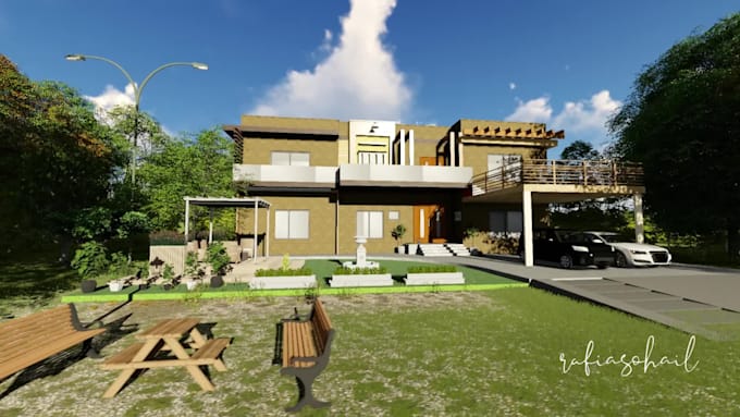 Build sketchup 3d exterior model and make realistic renders in lumion by Rafiasohail23 | Fiverr