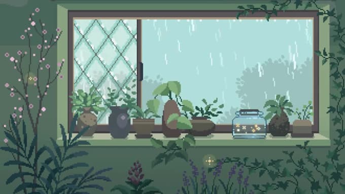 Create lofi loop animated gif, animated background, 2d loop animation ...