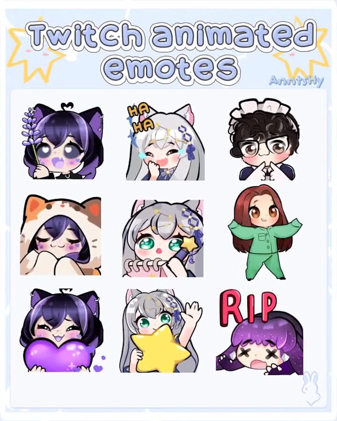 Create a custom twitch badge sub badge animated emotes chibi emotes ...