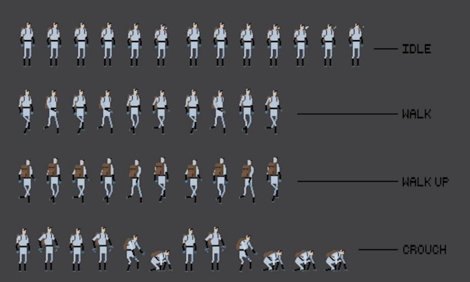 Create pixel art character and animation, pixel 2d sprite sheet game ...