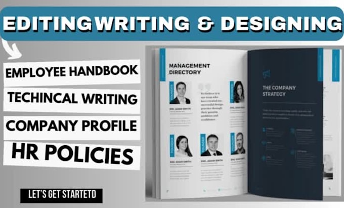 Write, edit, design employee handbook company profile home care hr ...