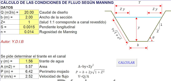 Do template to calculate the normal depth according to manning and ...