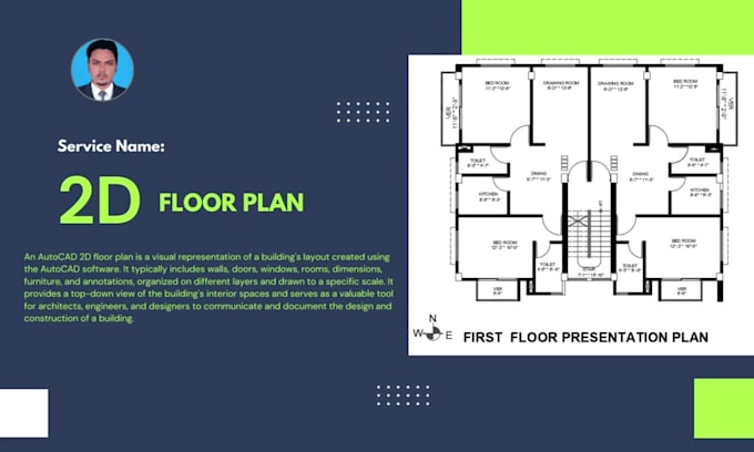 Draw, redraw, 2d architectural floor plan in autocad by Robinakash77 | Fiverr