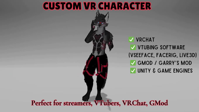 Make fully rigged custom vrchat furry avatar, gmod playermodel, sfm model, tf2 by Hotmayor | Fiverr