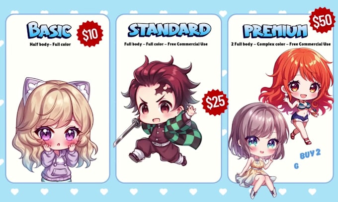 Draw cute chibi character for anime fanart, pfp, kawai vtuber by ...