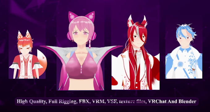 Make custom 3d model vtuber or vstreamer, vrchat, fbx for you by Usagidon | Fiverr