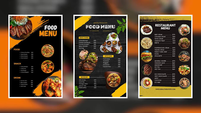 Design a stunning custom menu card for your restaurant by Mohamed ...