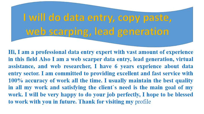 Do data entry, copy paste, web scarping, lead generation by Monirul003168 | Fiverr