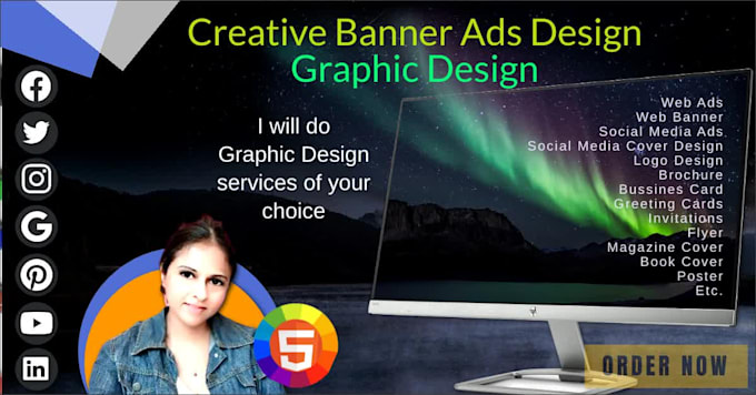 Design creative web banners, headers, sliders, covers, ads and graphics ...