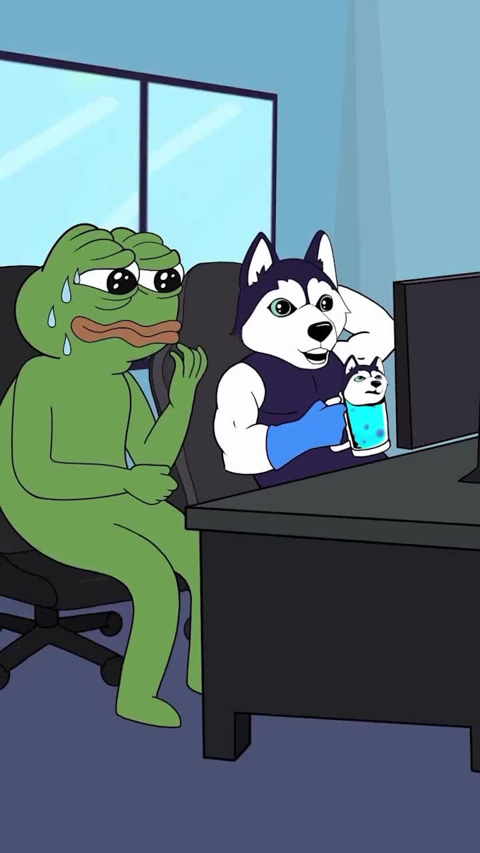 2d meme art, gif memecoin art video, memecoin 2d animation video, pepe ...