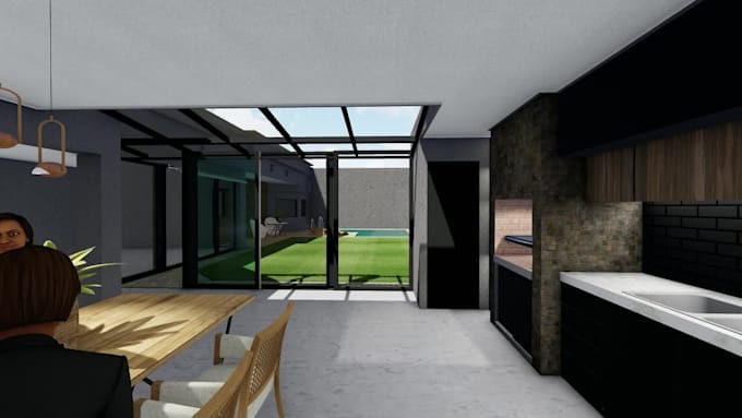 Crearé un render interior con un plano de arquitectura